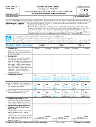 IRS Schedule EIC, Earned Income Credit Tax Form and Instructions for 2023 and 2024 Announced by ...