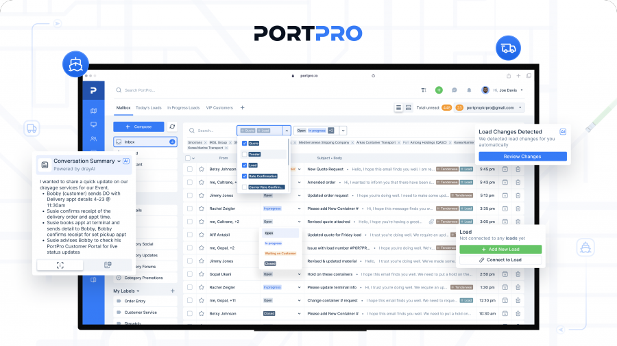 Portpro Launches First Ever Drayage Tms With An Embedded Email Inbox Ein Presswire