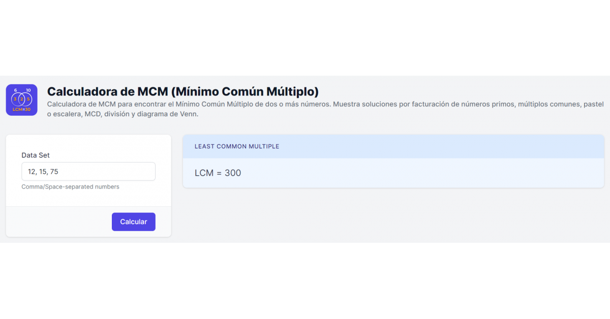 Nueva Calculadora de MCM (Mínimo Común Múltiplo) de Calculator.io: Una ...